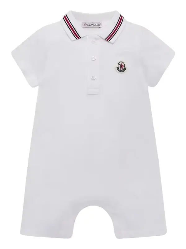 Moncler Logo Patch Polo Romper - White