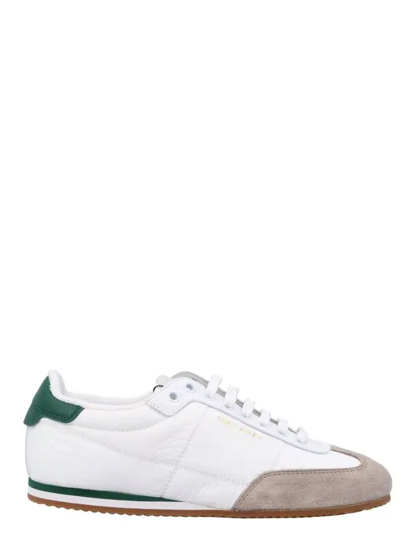 Saint Laurent Logo Printed Lace-up Sneakers - White/beige/green