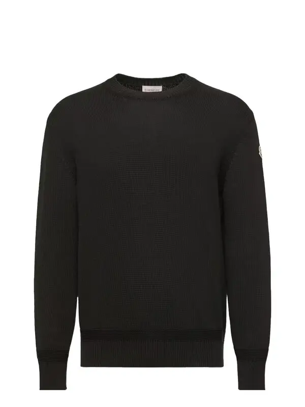Moncler Logo Patch Crewneck Jumper - Black