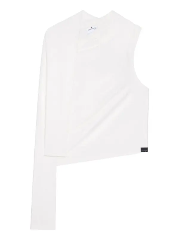 COURREGES Courrèges Asymmetric Draped T-shirt - Traditional White