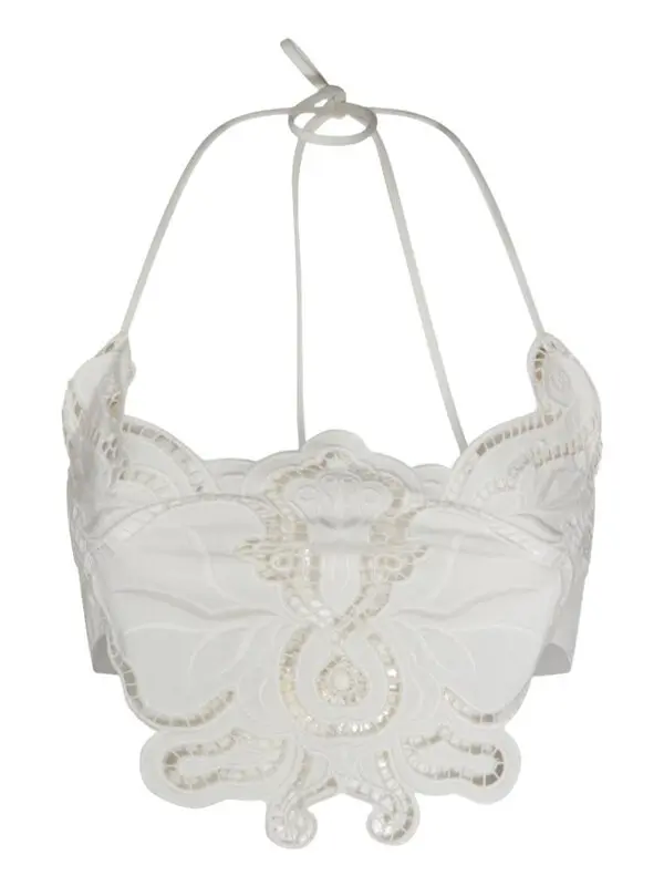 Blumarine Embroidered Halterneck Crop Top - White