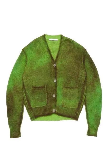 Acne Studios Green Tie-dye V-neck Cardigan - Bright Green