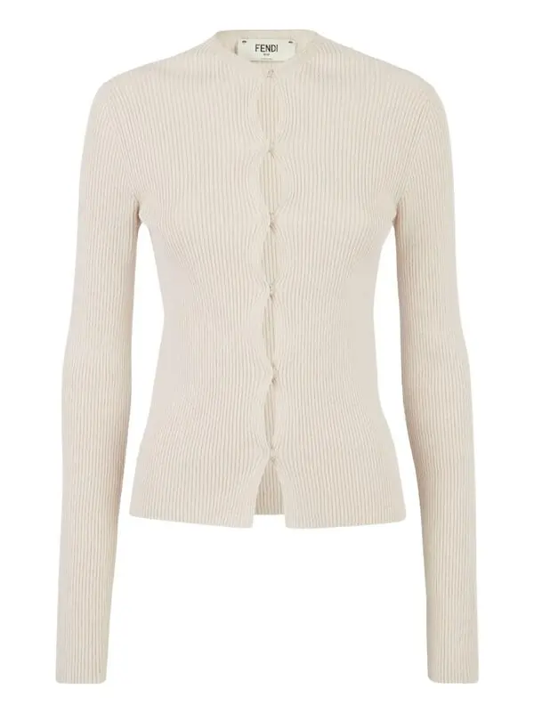 Fendi Buttoned Long-sleeved Cardigan - Light Beige