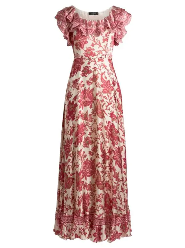 Etro Floral-printed Ruffled Maxi Dress - Red