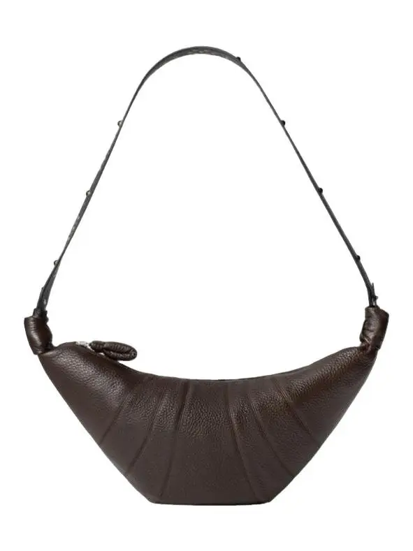 LEMAIRE Croissant Shoulder Bag With Studded Strap - Dark Chocolate