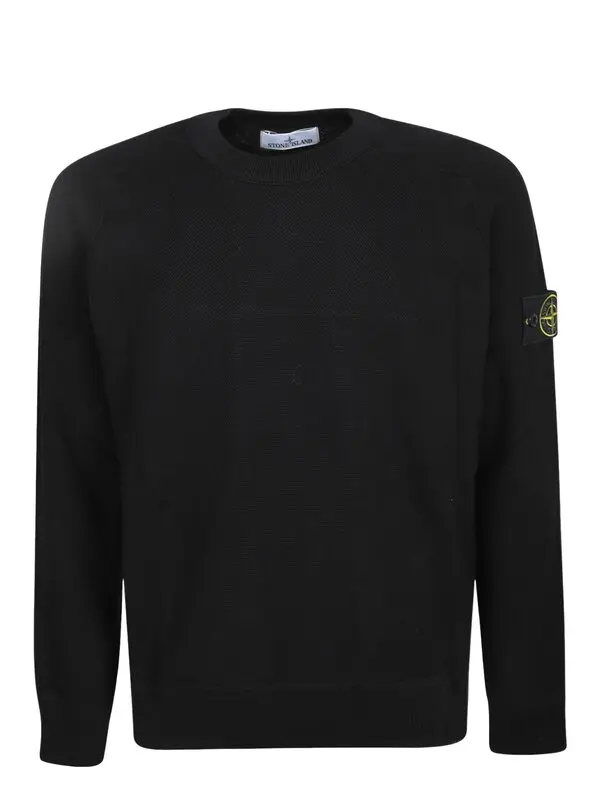 Stone Island Logo-patch Knitted Jumper - Black