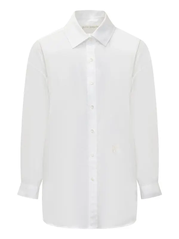 Palm Angels Monogram Embroidered Buttoned Shirt - White