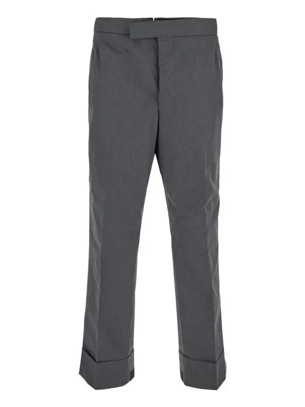 Thom Browne Straight Leg Turn-up Hem Trousers - Medium Gray