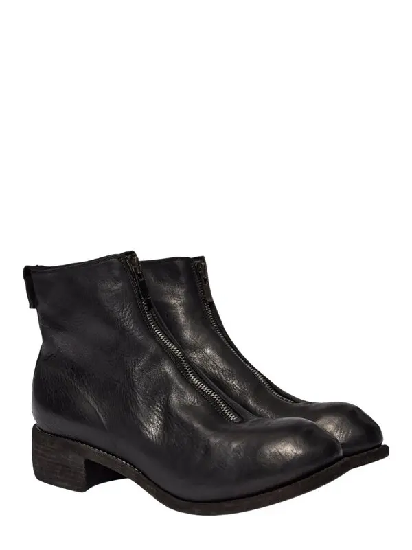 Guidi Round Toe Zip Up Boots - Black