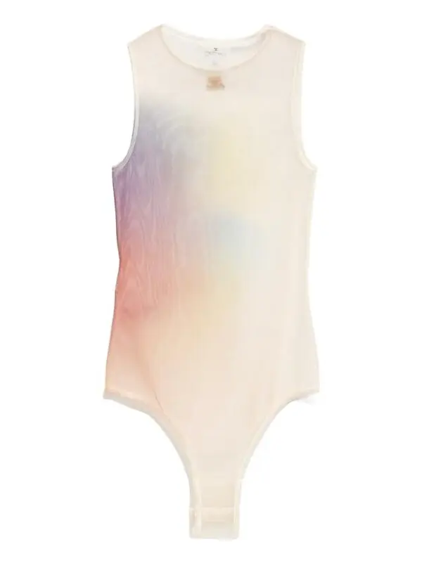 COURREGES Aura Logo Plaque Tulle Bodysuit - White