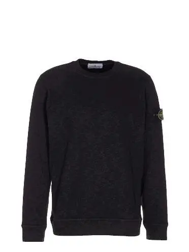 Stone Island Crewneck Sweatshirt With Logo Detail - Black