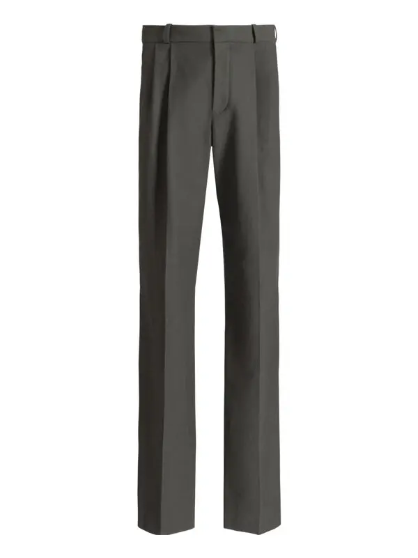 Balmain Cotton Twill Pleated Trousers - Khaki