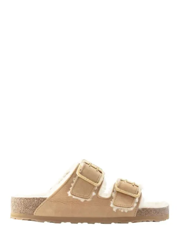 BIRKENSTOCK Double Buckle Shearling Lined Slipper - Nude