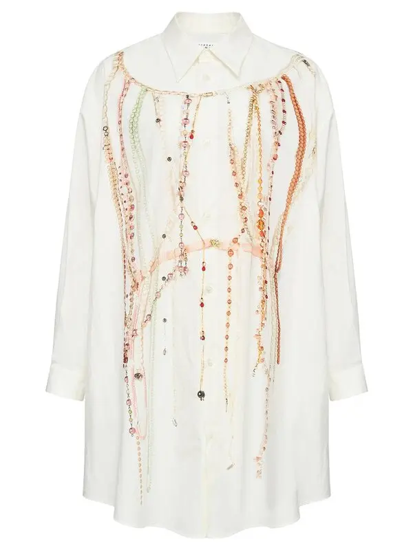 MAISON MARGIELA Embellished Oversized Shirt Dress - White