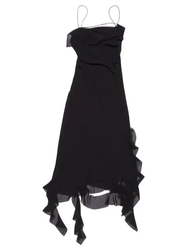 Acne Studios Sleeveless Ruffle Detailed Midi Dress - Black