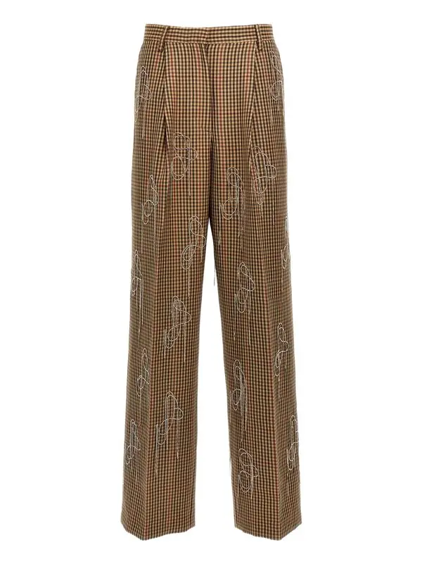Dries Van Noten Checked Pleated Full Leg Pants - Multicolor