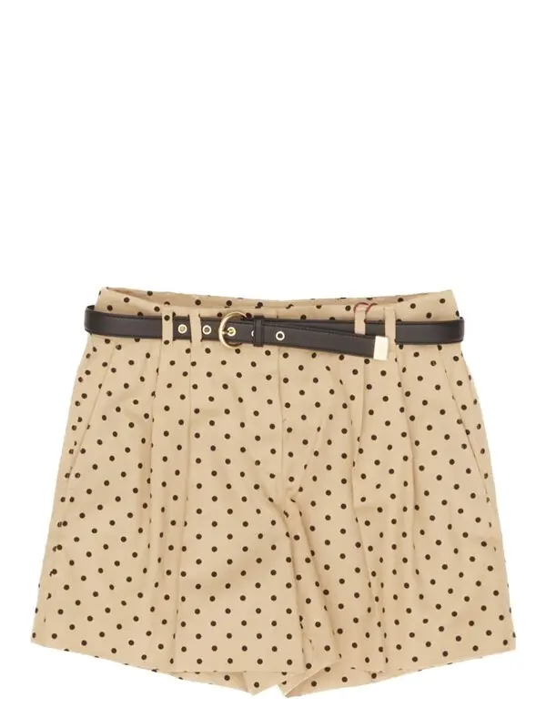 Max Mara Polka Dot Belted Shorts - Nude