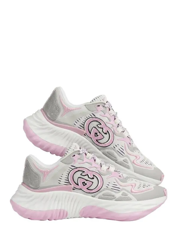 Gucci Ripple Lace-up Sneakers - Gray And White