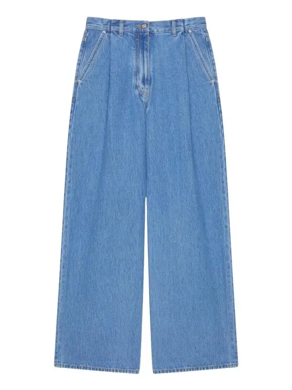 Givenchy 4g Plaque Wide-leg Jeans - Dark Blue