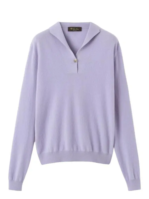 Loro Piana Sergio Polo Knitted Sweater - Ice Purple