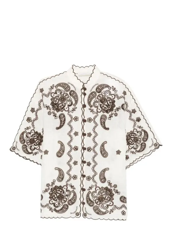 Zimmermann Ascension Embroidered Shirt - White