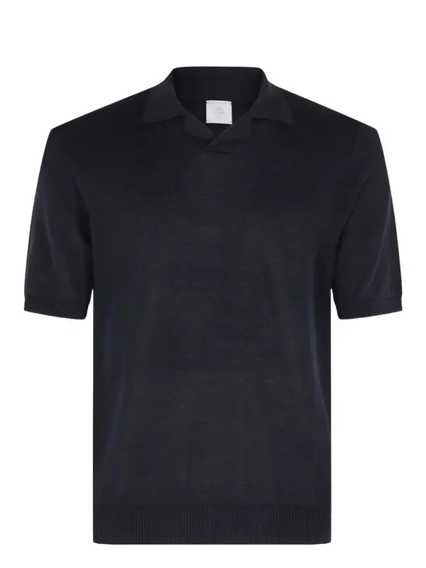 Eleventy Short-sleeved Knitted Polo Shirt - Blue