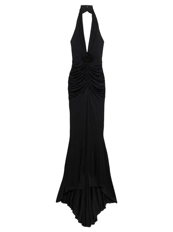 Blumarine Ruched Halterneck Maxi Dress - Black