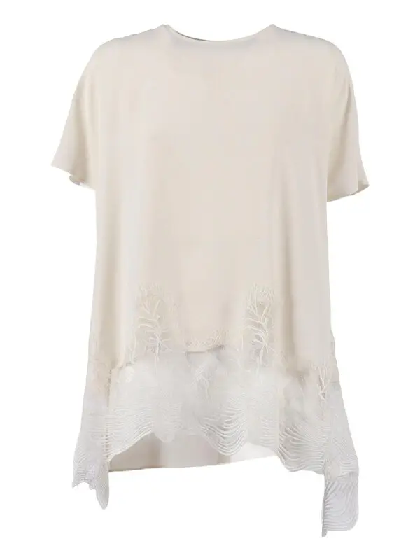 Fabiana Filippi Crepe De Chine Top With Lace Trim - Ivory
