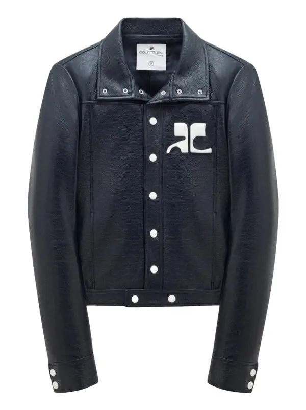 COURREGES Faux Leather Shirt Jacket - Black