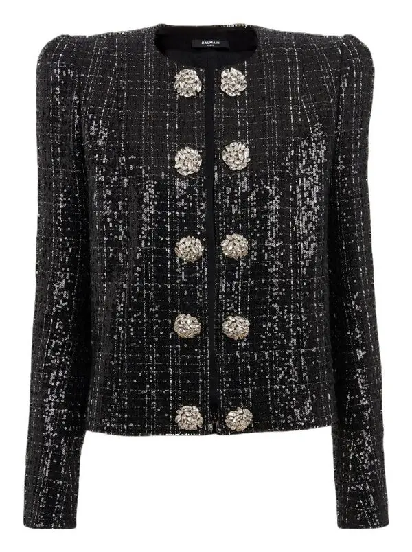 Balmain Tweed Sequin Embellished Jacket - No