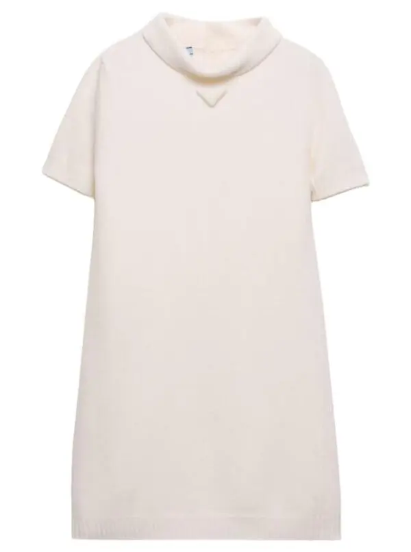 Prada Short-sleeved Knitted Dress - White