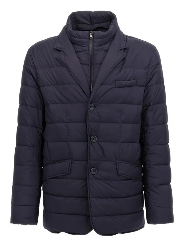 Herno Layered Effect Quilted Coat - Black