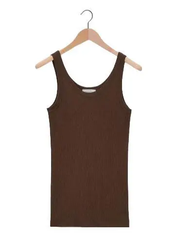 LEMAIRE Seamless Ribbed Tank Top - Hazelnut Brown