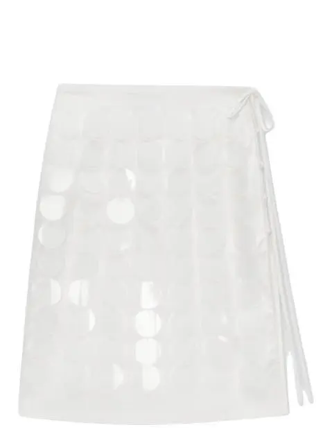 MSGM Circle Appliqué Wrap Mini Skirt - White