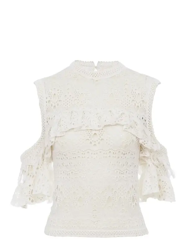 Chloé Sleeveless Crochet Knit Top - White
