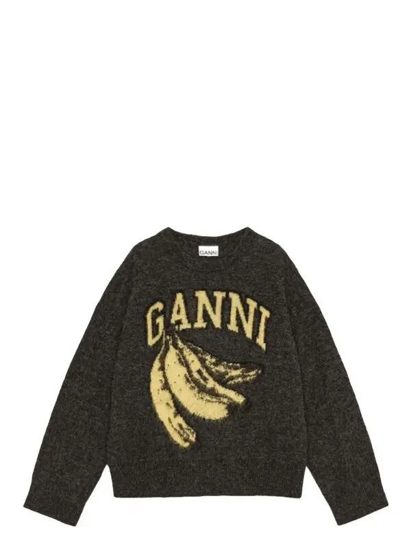 GANNI Banana Graphic Knit Jumper - Phantom Black