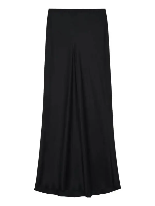 ANINE BING High Waist Pleated Midi Skirt - Black