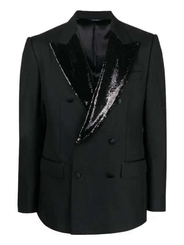 Dolce & Gabbana Dolce Gabbana Sequin Detailed Double-breasted Blazer - Black