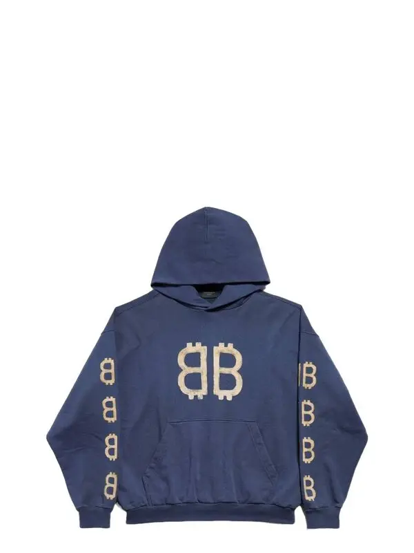 Balenciaga Bb Crypto Logo Hoodie - Blue