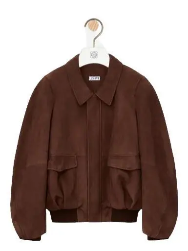 Loewe Suede Bomber Jacket - Brown