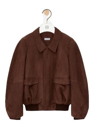 Loewe Suede Bomber Jacket - Brown