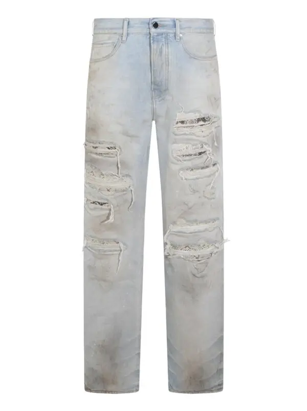 Amiri Distressed Light Wash Denim Jeans - Gray