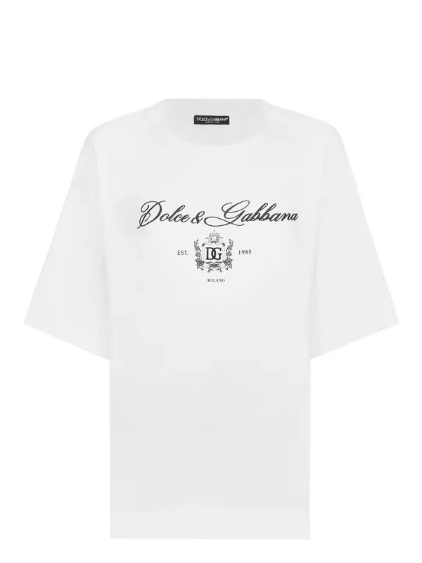 Dolce & Gabbana Monogram Embroidered Crewneck T-shirt - White