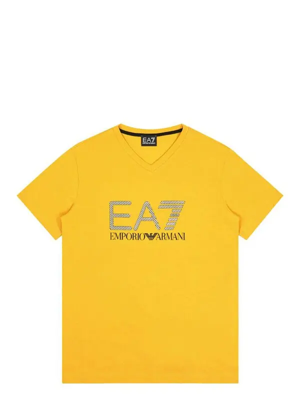 EA7 Logo T-shirt With Round Neck - Yellow