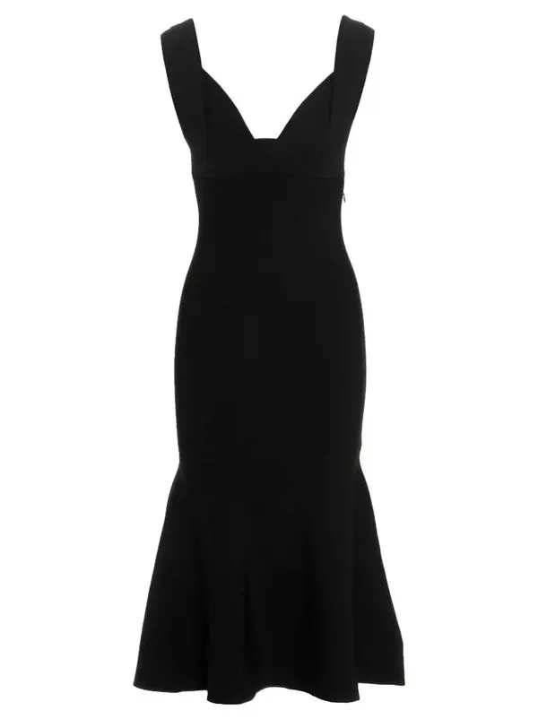 Roland Mouret Stretch Knit Midi Gown With Heart-shaped Neckline - Black