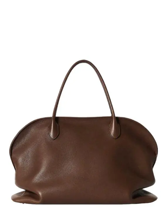 THE ROW Agnes Grained Leather Tote Bag - Deepbrown