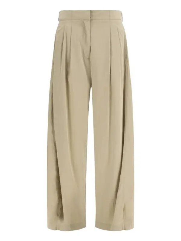 THE ROW Wide Leg Pleated Trousers - Beigw