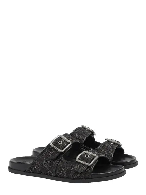 Gucci Rhein Double-buckle Slides - Black
