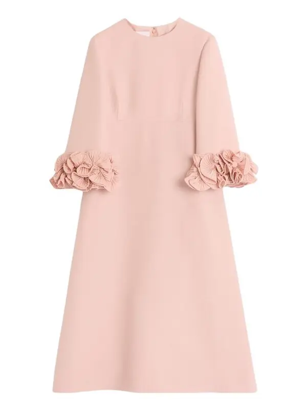 Valentino Garavani Crepe Couture Midi Dress With Ruffle Detail - Pink
