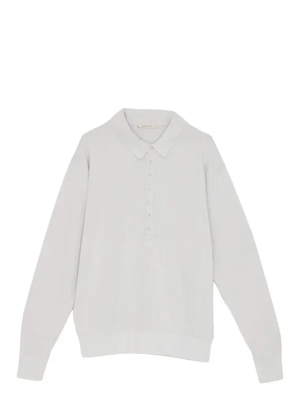 Paloma Wool Romi Longsleeve Polo Light Grey - White